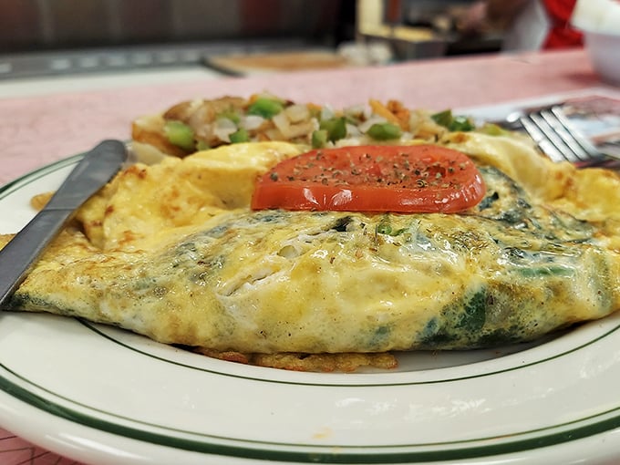 Behold the legendary Greek omelet&mdash;a perfect harmony of eggs, feta, and vegetables that might just make you consider relocating to Altoona.