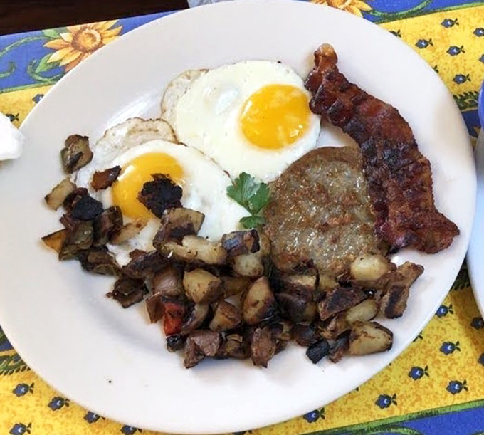 Those home fries aren't just crispy—they're the kind of potato perfection that makes you wonder if you've been settling for mediocrity your entire breakfast life.