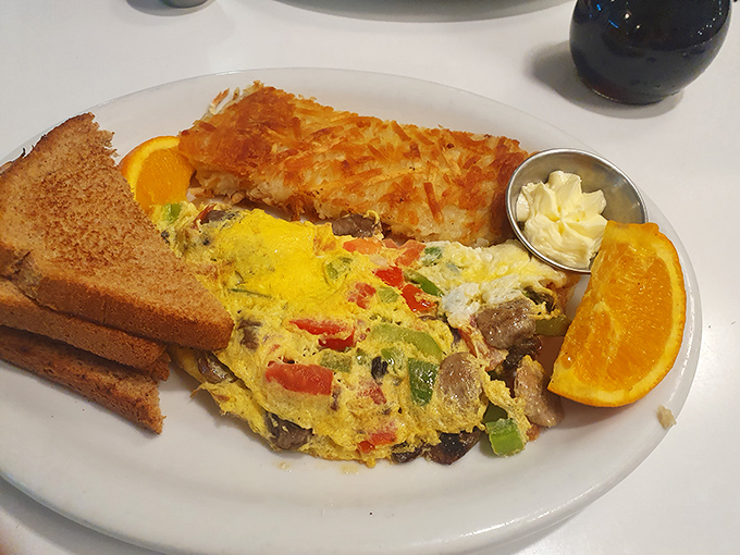 This isn't just breakfast&mdash;it's edible architecture. That omelet has more carefully selected ingredients than most people's dating profiles.