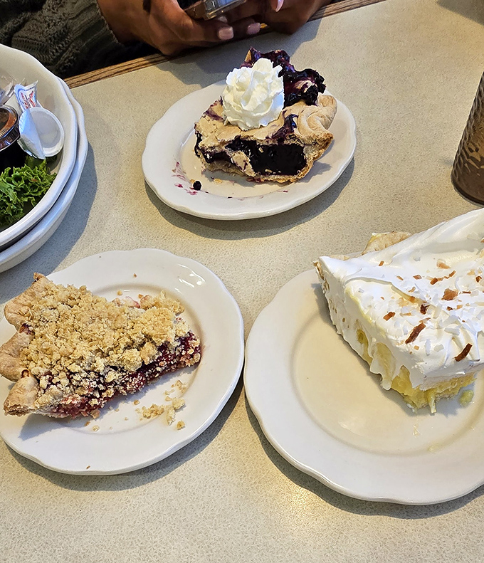 Three slices of heaven, each one a masterpiece &ndash; the blueberry pie alone could solve most of life's problems.
