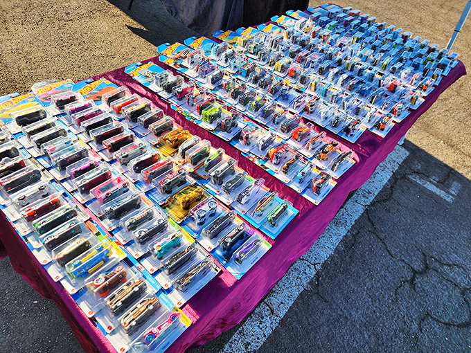 Miniature car collectors, start your engines! This meticulously arranged display of Hot Wheels would make any grown-up kid's heart race with nostalgia.