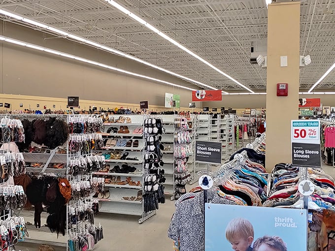 Organized chaos at its finest&mdash;racks upon racks of potential wardrobe upgrades await the patient shopper.
