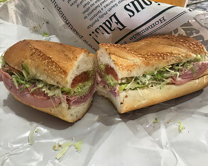 Behold the architectural marvel that is Pastificio's Italian hoagie. The perfect ratio of meat to cheese to veggies makes mathematicians weep with joy.