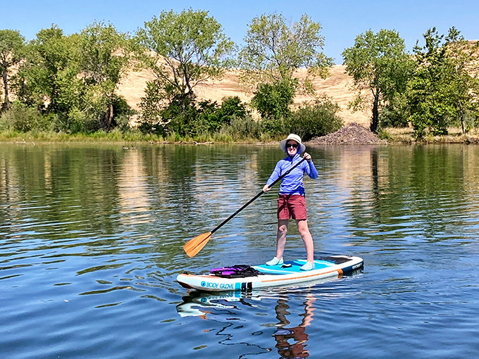 Paddleboarding on Oroville's crystal waters &ndash; where the biggest decision of the day is whether to paddle left or right. Spoiler alert: both choices are winners.