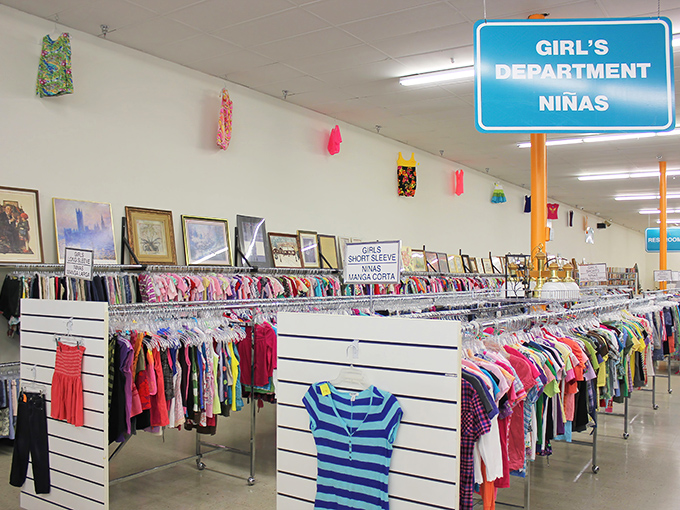 The girls' department bursts with colorful options. Where else can your little one dress like royalty while you maintain your retirement fund?