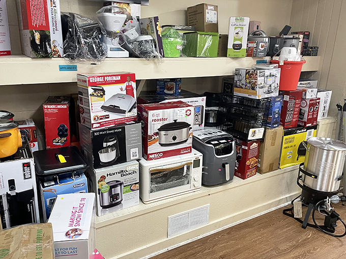 Kitchen gadget paradise! George Foreman grills rub shoulders with coffee makers and slow cookers&mdash;all waiting for their second chance to make culinary magic.
