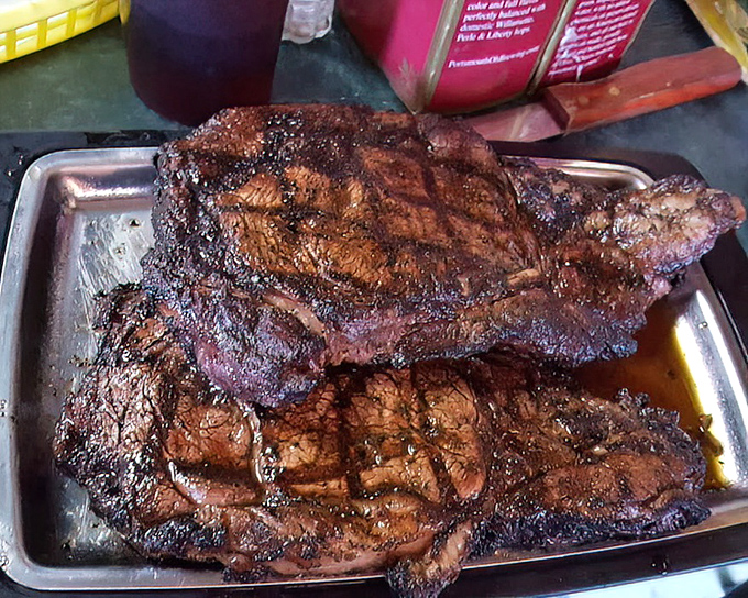 Behold the carnivore's dream! These steaks aren't just cooked; they're transformed into a religious experience with perfect char and juiciness.