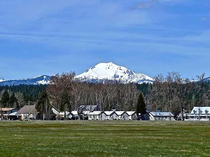 Mount Lassen stands sentinel over Chester like a snow-capped guardian, reminding visitors that nature is the real celebrity in these parts.