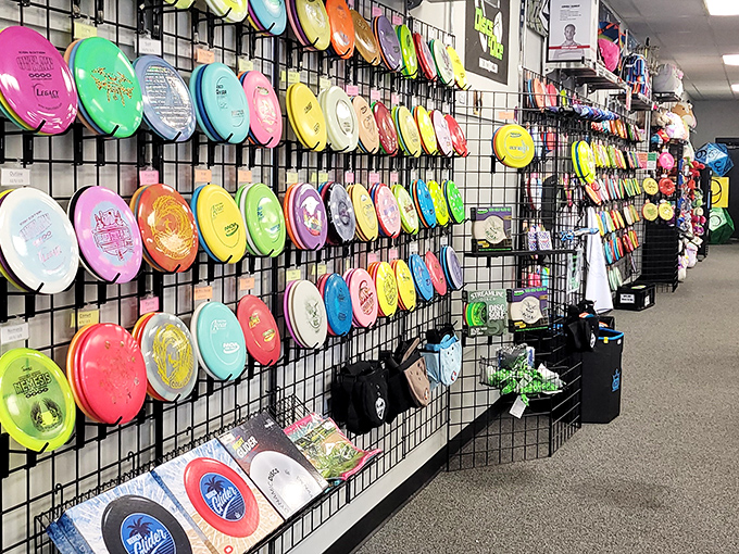 A kaleidoscope of disc golf discs proves even niche hobbies get the discount treatment. Flying plastic has never been so affordable.
