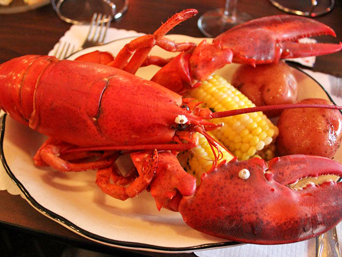 Meet the star of the show: a crimson crustacean that traveled all the way to Wisconsin just to make your evening memorable. The corn and potatoes are just supporting actors.