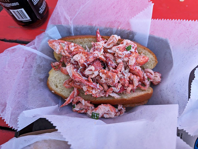The star of the show: chunks of sweet lobster meat barely contained by a perfectly toasted roll. Simplicity at its most delicious.