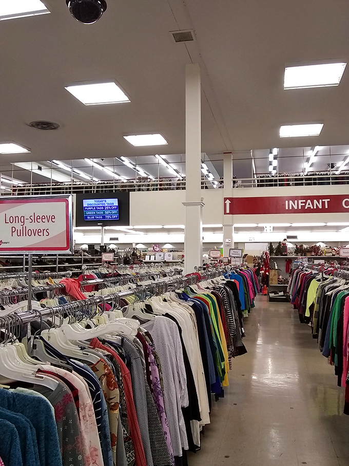 The long-sleeve pullover section is meticulously organized&mdash;unlike your closet at home. Color-coding this perfect deserves a retail medal.