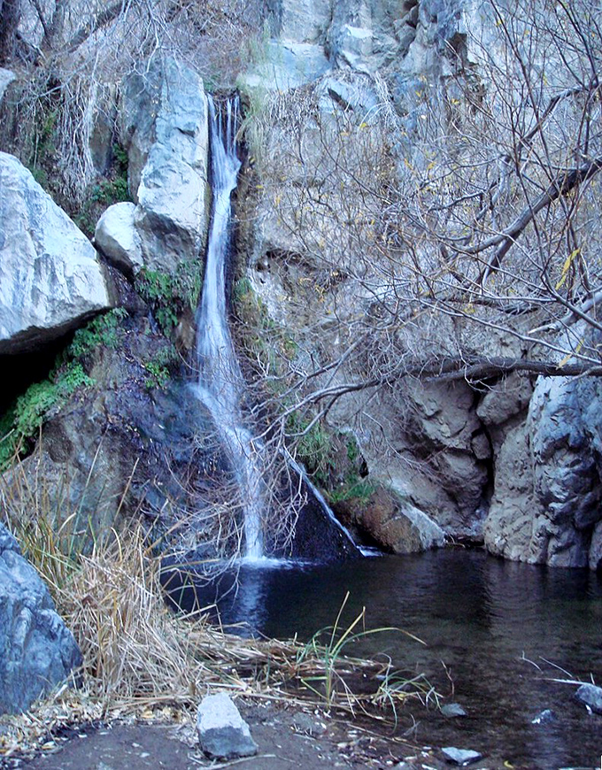 Winter reveals Darwin Falls' skeletal beauty&mdash;like seeing your favorite summer blockbuster without the special effects, still captivating.
