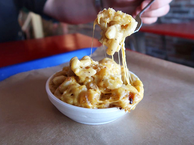 This mac and cheese achieves cheese-pull glory that would make a mozzarella stick jealous &ndash; pure Southern comfort.