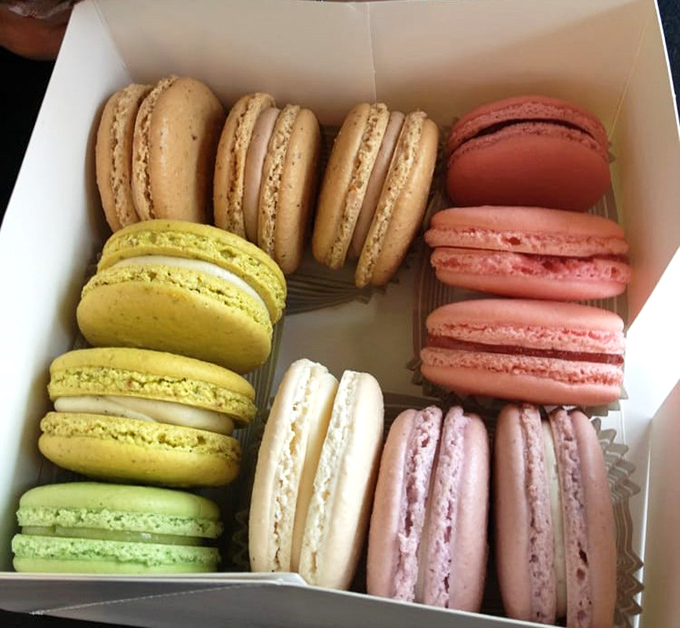 A rainbow of macarons arranged with military precision&mdash;each one a perfect circle of joy waiting to shatter delicately between your teeth.