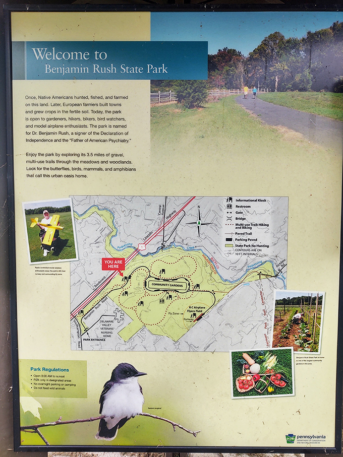 The park's informational map reveals 3.5 miles of trails &ndash; like a treasure map for nature enthusiasts minus the pirates.