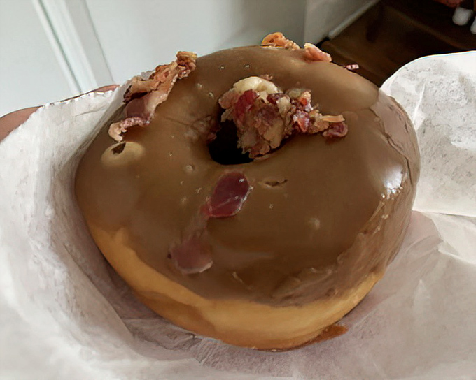 Behold the maple bacon masterpiece&mdash;where breakfast meets dessert in perfect harmony. Crispy bacon bits nestled atop maple glaze create a sweet-savory symphony.