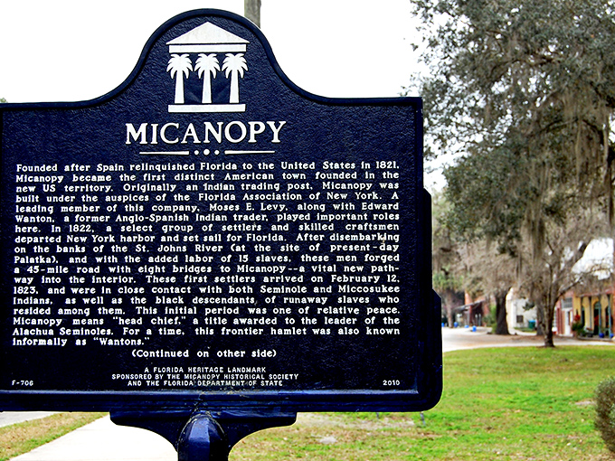 This historical marker tells Micanopy's origin story &ndash; Florida's oldest inland town has been perfecting its laid-back vibe since 1821.