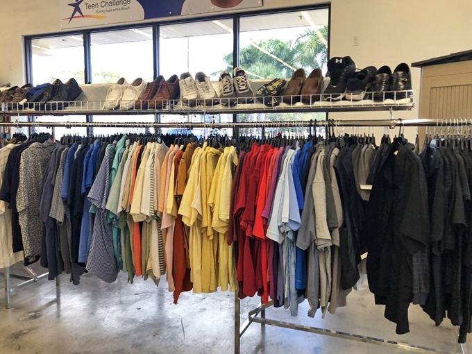 Color-coded men's shirts stand at attention while shoes perch above&mdash;a fashion army ready to march into your wardrobe without bankrupting you.