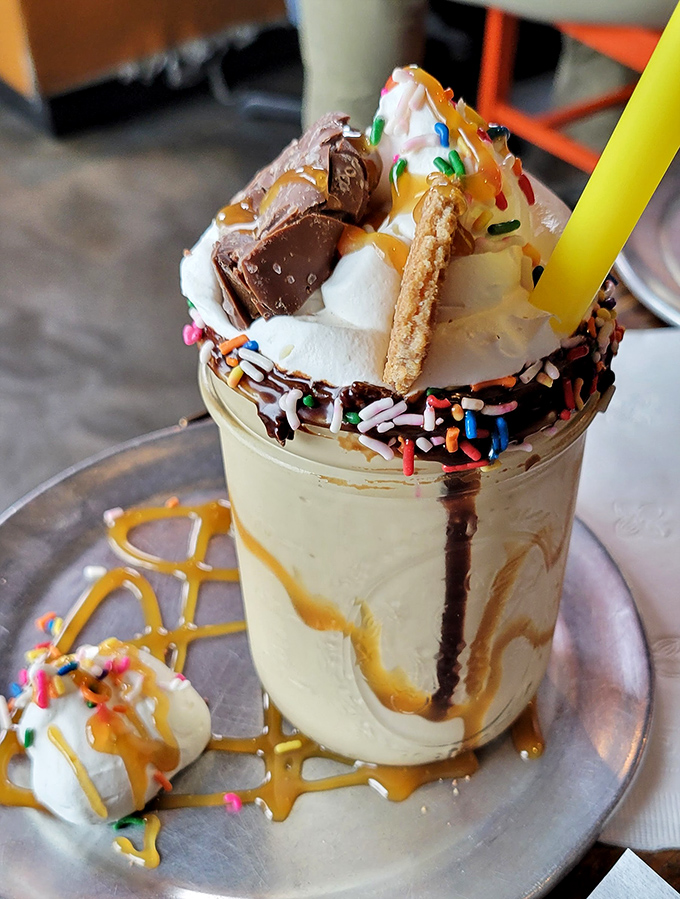 Not so much a milkshake as a dessert skyscraper &ndash; complete with whipped cream penthouse and candy condominiums.