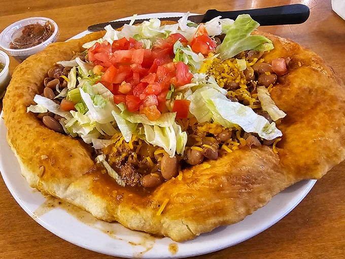 Behold the Navajo taco: a delicious geography lesson where every ingredient represents pure happiness.