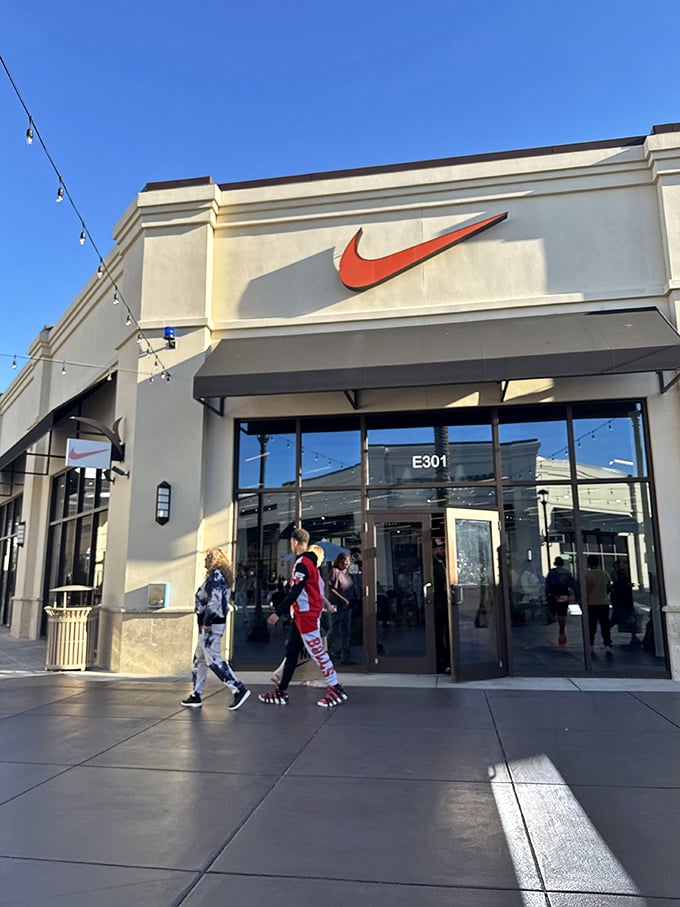 The iconic swoosh beckons shoppers into Nike's temple of athletic wear&mdash;where weekend warriors and actual athletes unite in sneaker heaven.