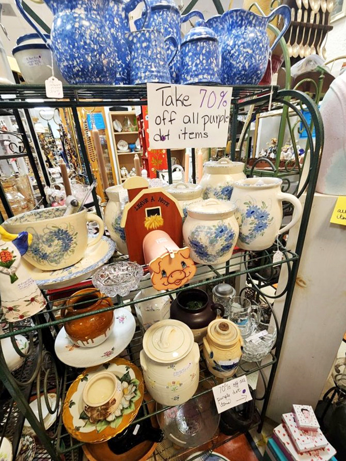 Blue and white pottery that survived decades of family dinners now waits for its next chapter. Grandma would approve of this collection.