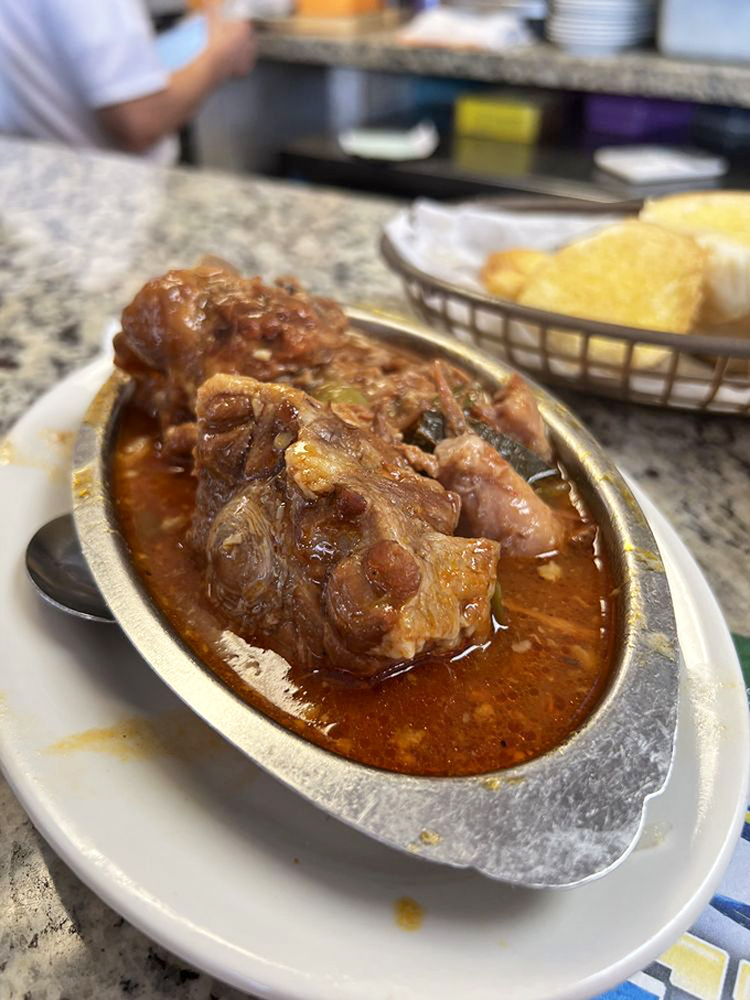 The legendary oxtail stew arrives like a savory lava flow&mdash;meat so tender it practically leaps off the bone into your waiting mouth.