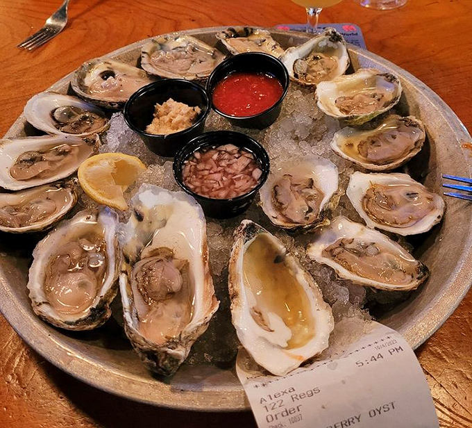 Behold the main attraction: glistening oysters on ice, surrounded by their faithful companions&mdash;mignonette, horseradish, and cocktail sauce. The ocean's perfect little packages of joy.