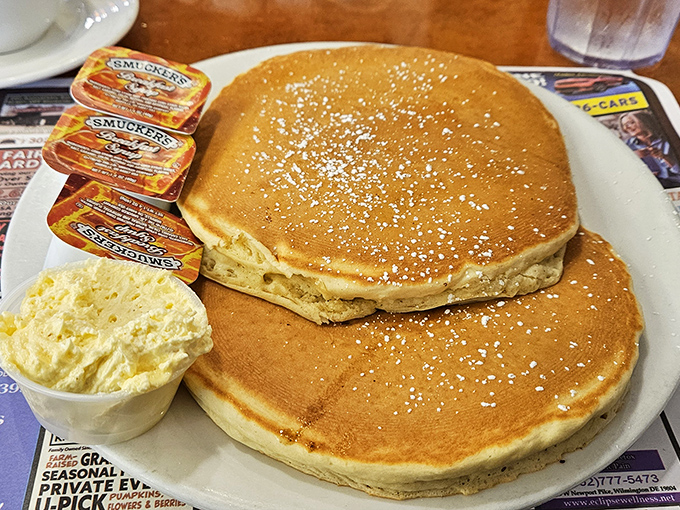 Behold the pancake stack that launched a thousand diets&mdash;and broke them all. Golden, fluffy discs of joy that make Monday mornings bearable again.