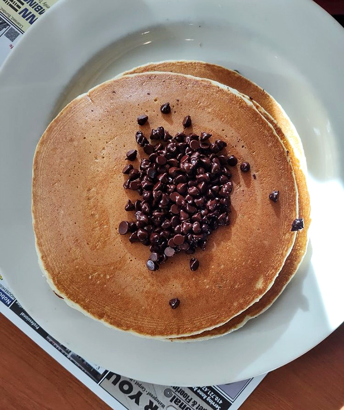 Chocolate chip pancakes that don't just satisfy a sweet tooth&mdash;they throw it a full-blown celebration. Breakfast nirvana, served hot.