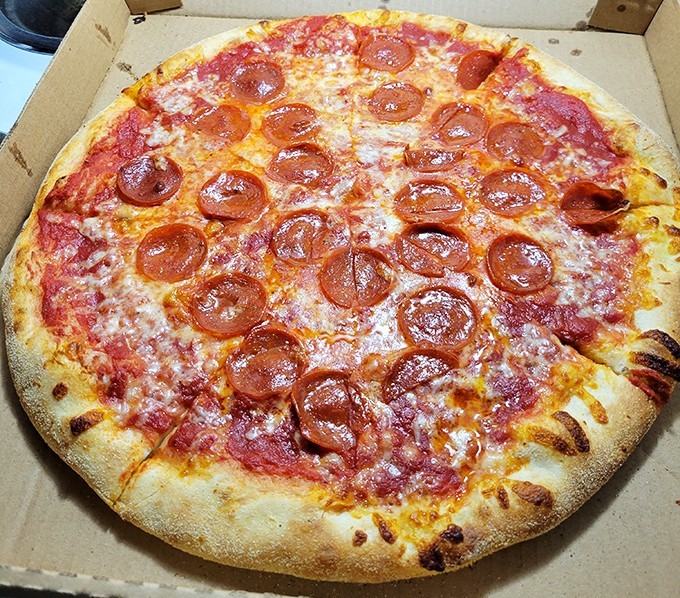 The star of the show: Imperial's pepperoni pizza with those perfectly curled, crispy-edged pepperoni cups that collect tiny pools of savory flavor.