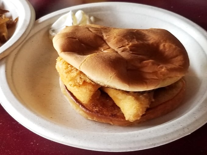 The star of the show arrives on a simple bun, golden-brown perch fillets stacked high. This isn't Instagram food&mdash;it's the real deal that makes Ohioans drive for hours.