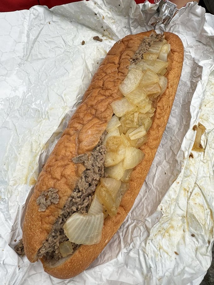 Behold the star of the show&mdash;finely chopped ribeye and caramelized onions nestled in a perfect roll. Poetry in sandwich form.