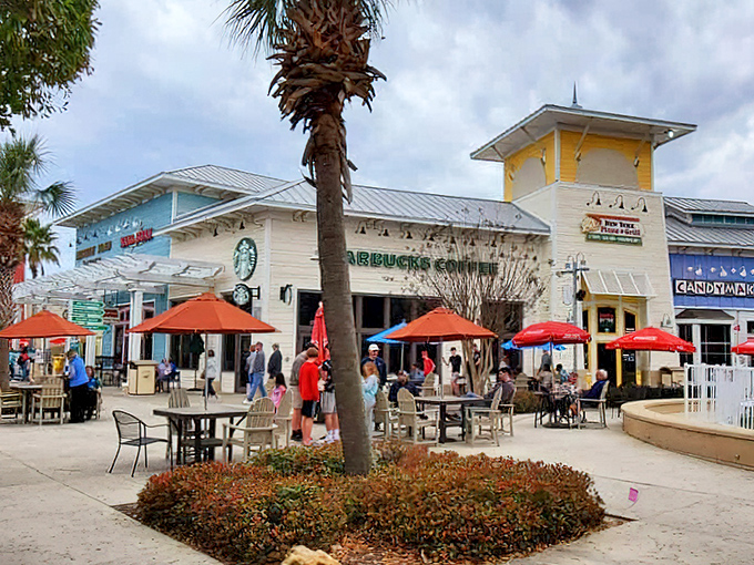 Even the Starbucks in PCB got the memo about coastal charm &ndash; palm trees and outdoor seating make your morning coffee feel like a mini-vacation.