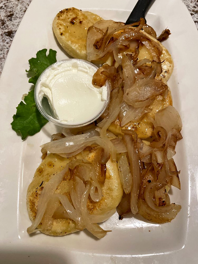 Golden pillows of joy arrive perfectly plated - these pierogi could make your Polish grandmother weep happily.