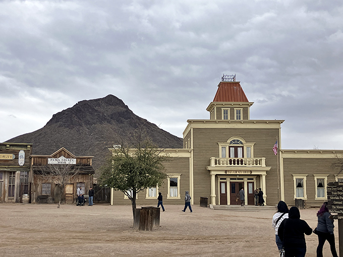 This impressive courthouse building looks ready for a frontier trial scene&mdash;or perhaps where the new sheriff lays down the law to unruly cowboys.