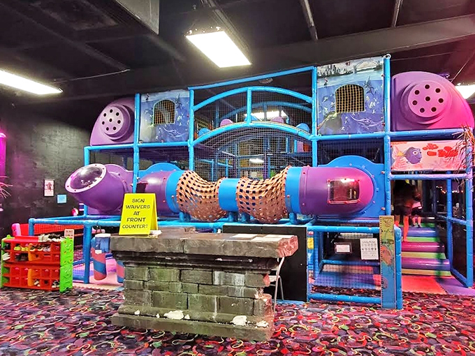 This colorful playground labyrinth could exhaust a toddler faster than a sugar crash after Halloween candy.