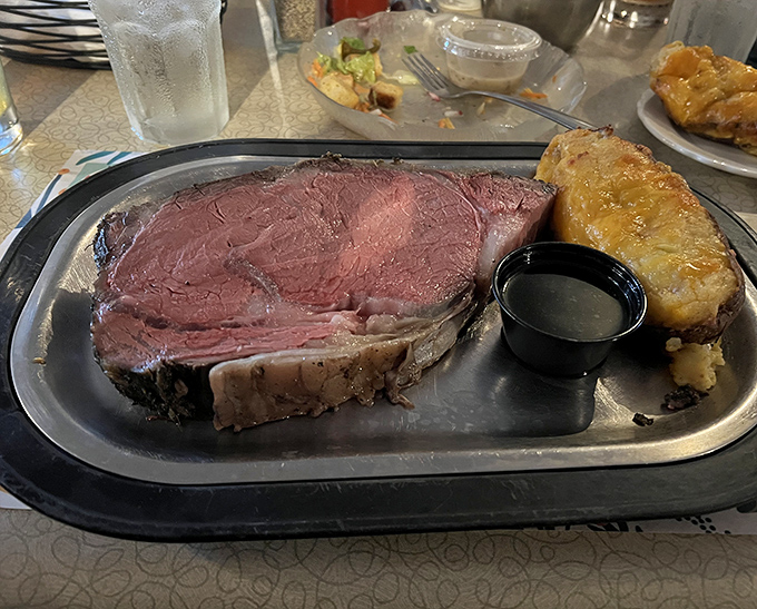 Prime rib so perfectly pink it makes you wonder if this is what poets had in mind when they wrote about true love.