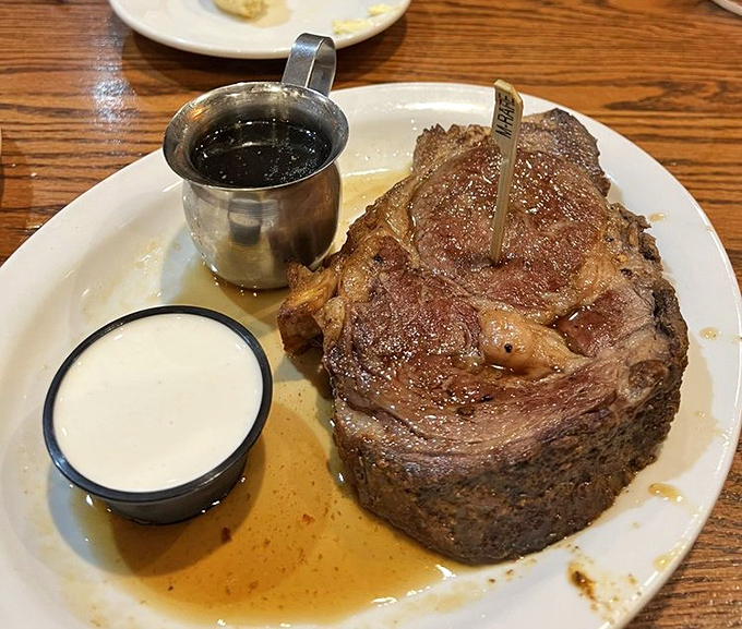 This prime rib isn't just dinner; it's a monument to meat mastery that makes vegetarians question their life choices from three tables away.