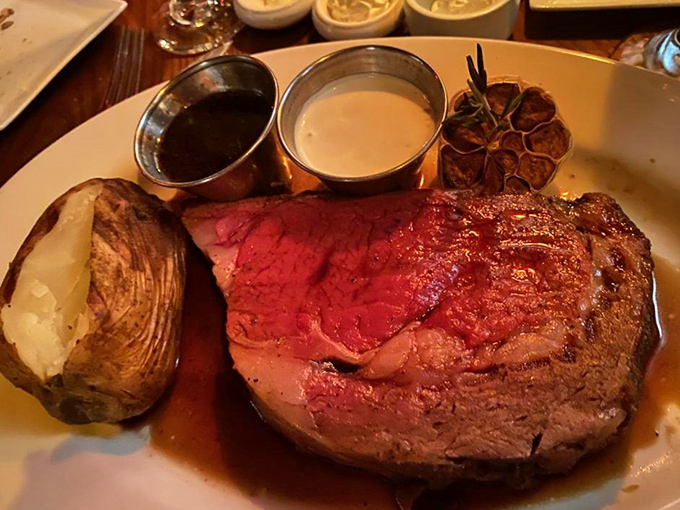 Behold the prime rib that launches a thousand road trips &ndash; perfectly pink, gloriously thick, and absolutely magnificent.