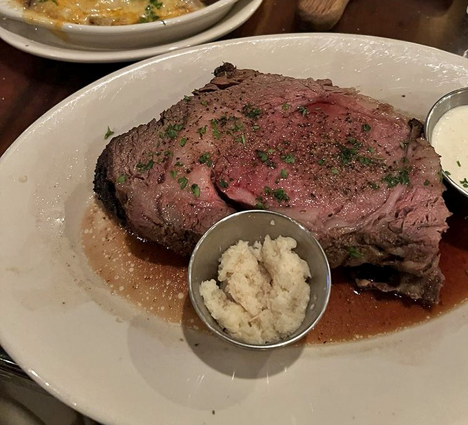 Behold the prime rib that launches a thousand road trips &ndash; perfectly crusted, impossibly tender perfection.