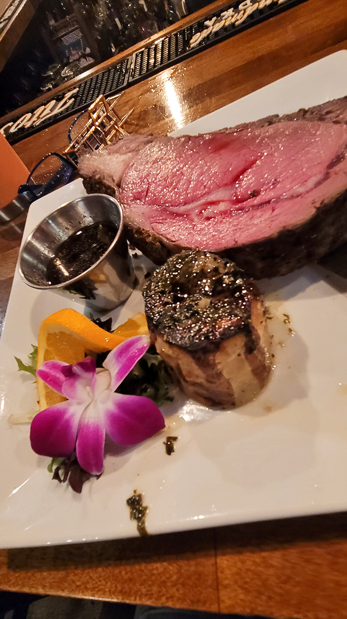 This menu isn't just a list &ndash; it's a roadmap to carnivorous bliss with that Thursday night prime rib stealing the spotlight.