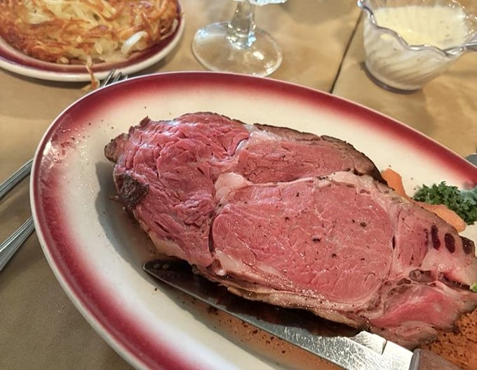 Behold the prime rib in all its rosy, juicy glory. This isn't just dinner&mdash;it's the reason elastic waistbands were invented.