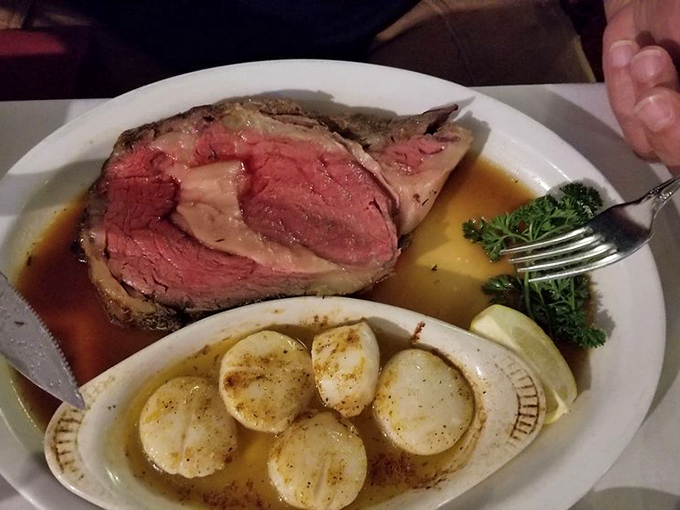 The star of the show arrives: prime rib so perfectly executed it makes you wonder why anyone bothered inventing molecular gastronomy in the first place.