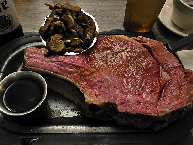 Behold the star of the show&mdash;prime rib so perfectly pink it should have its own Instagram account, with mushrooms and au jus playing worthy supporting roles.