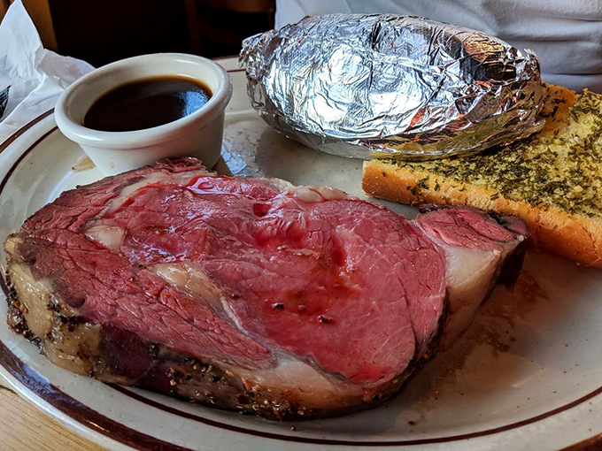 Prime rib perfection&mdash;a rosy center surrounded by a seasoned crust that makes you wonder why you'd ever order anything else.