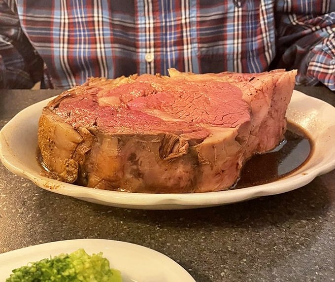 This isn't just prime rib; it's a masterclass in patience and precision. The kind of dish that makes conversation stop and eyes close in appreciation.