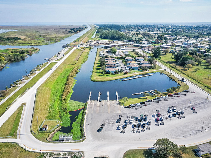Where boats meet road at Clewiston's public ramp &ndash; the gateway to Lake Okeechobee adventures where fishing stories grow bigger than the catch. 