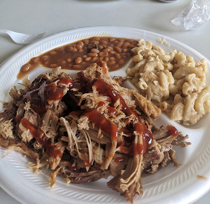 Pulled pork so tender it practically surrenders to your fork, accompanied by mac and cheese that would make your grandmother jealous.